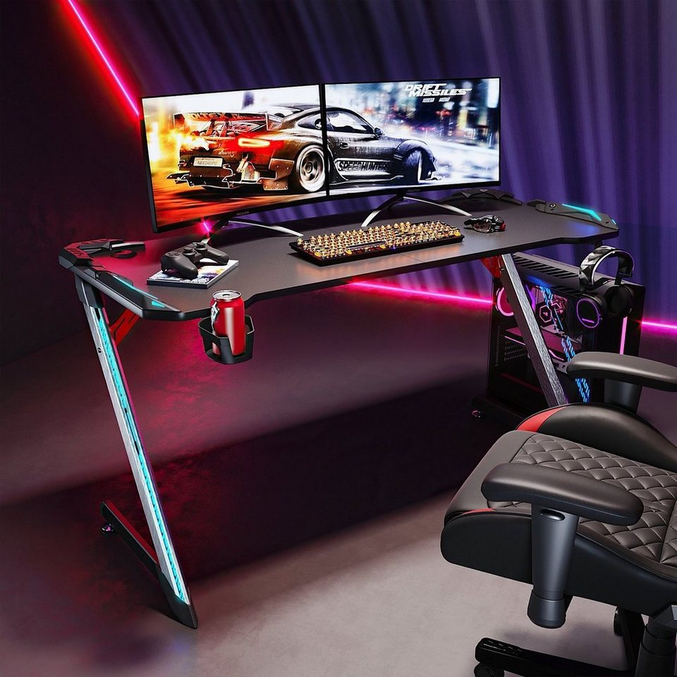 SONNI Gamingtisch »Groß, Gaming Schreibtisch mit LED, Gaming Desk mit ... SONNI Gamingtisch »Groß, Gaming Schreibtisch mit LED, Gaming Desk mit ...