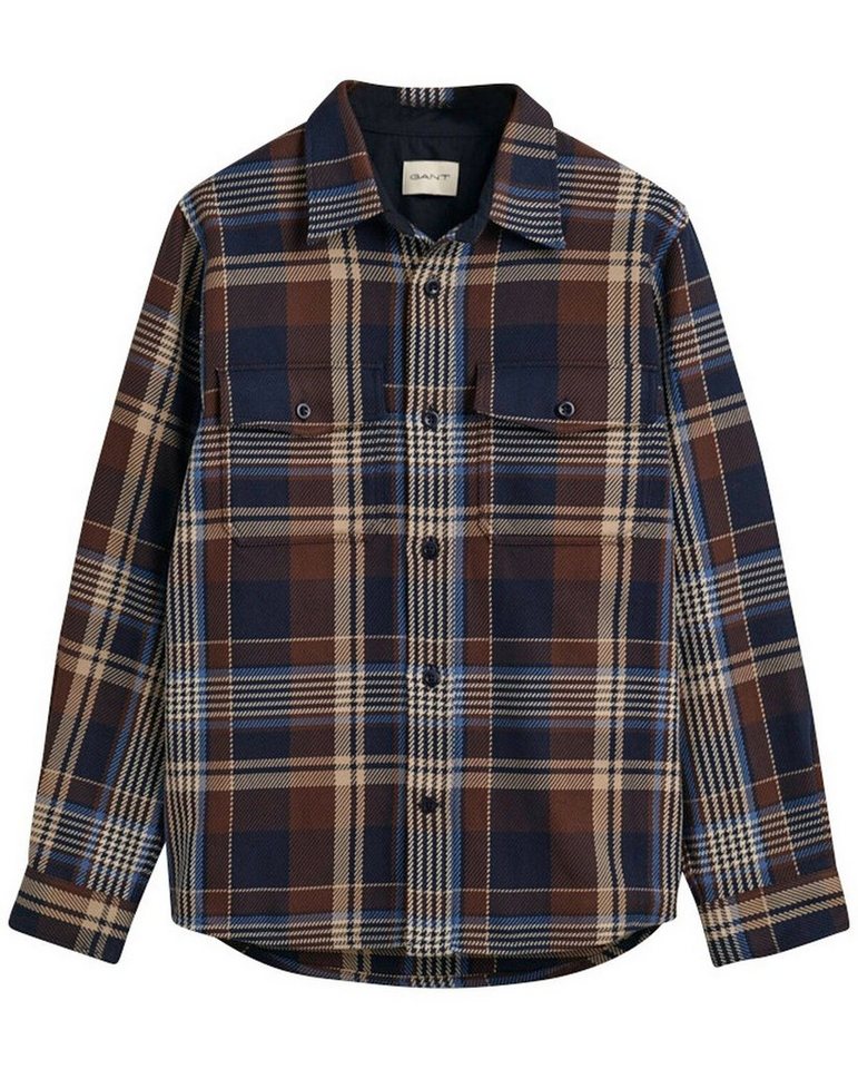 Gant Langarmhemd Herren Hemdjacke Heavy Twill Check Overshirt 1 Tlg