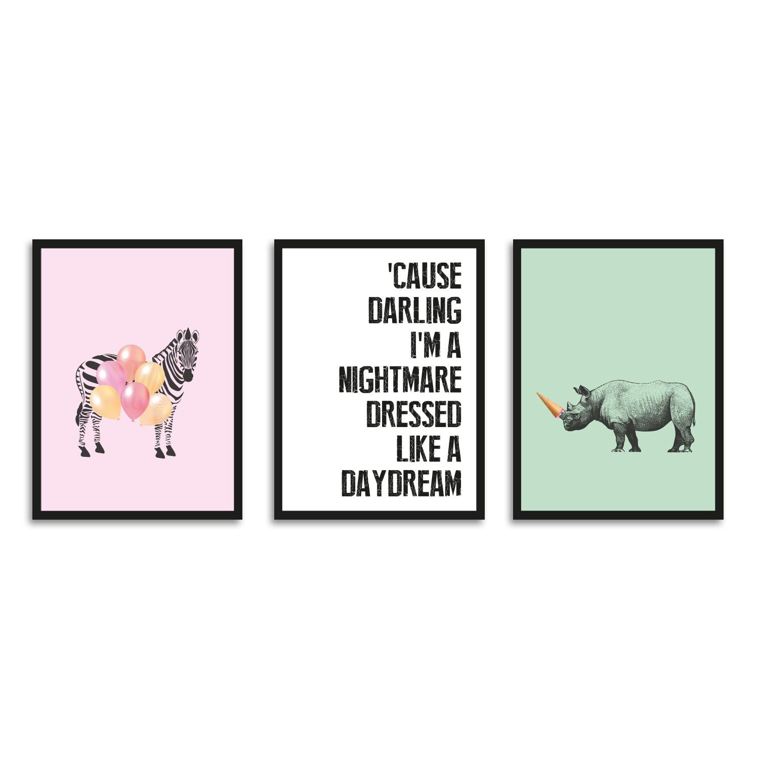 queence Bild mit Rahmen Zebra - Nashorn - Spruch - Gerahmter Digitaldruck - Wandbild, Zebra ...