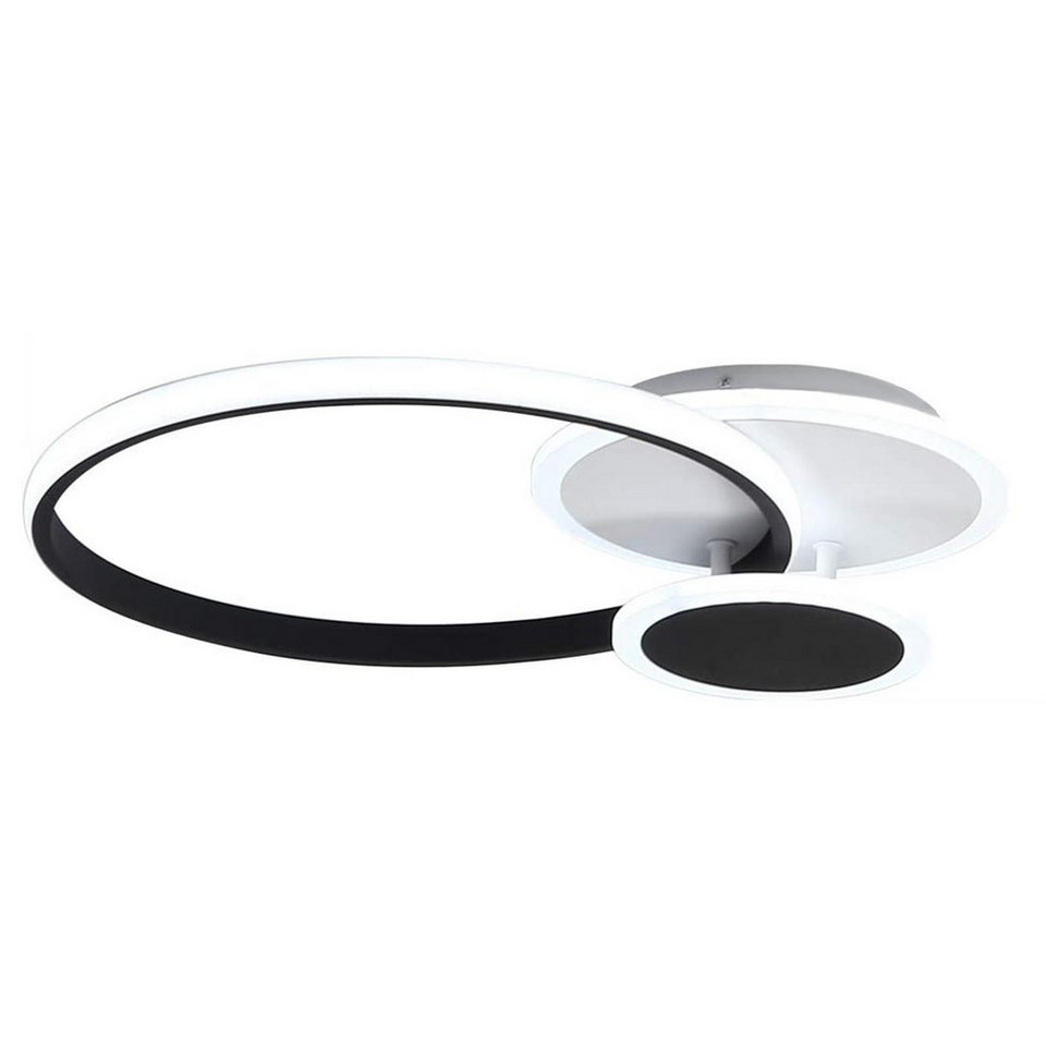 Zmh Led Deckenleuchte Modern 3 Ring Design In Schwarz Und Weiß 39w 44cm