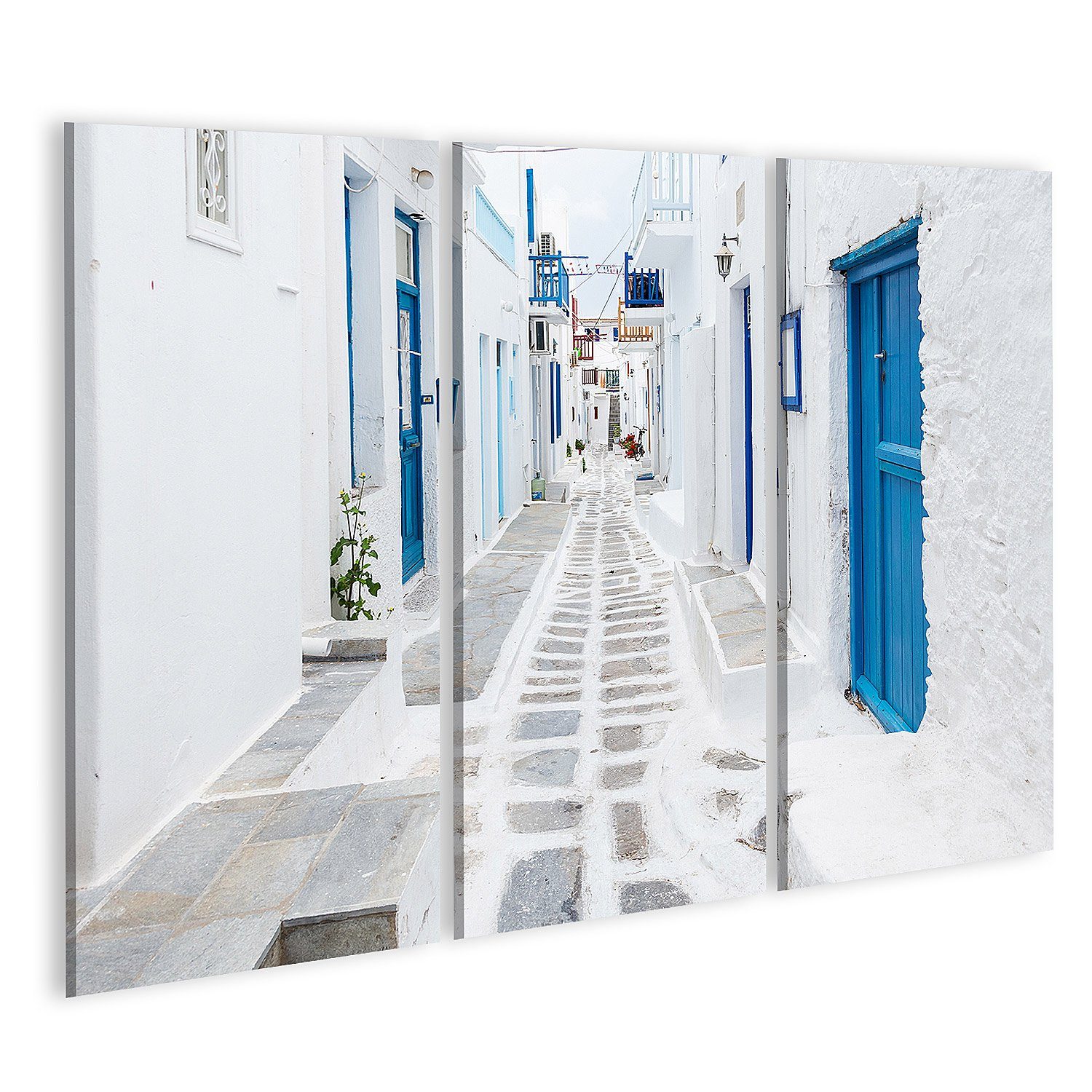 islandburner Leinwandbild Bild auf Leinwand Mykonos Street Griechenland Wandbild Leinwandbild W