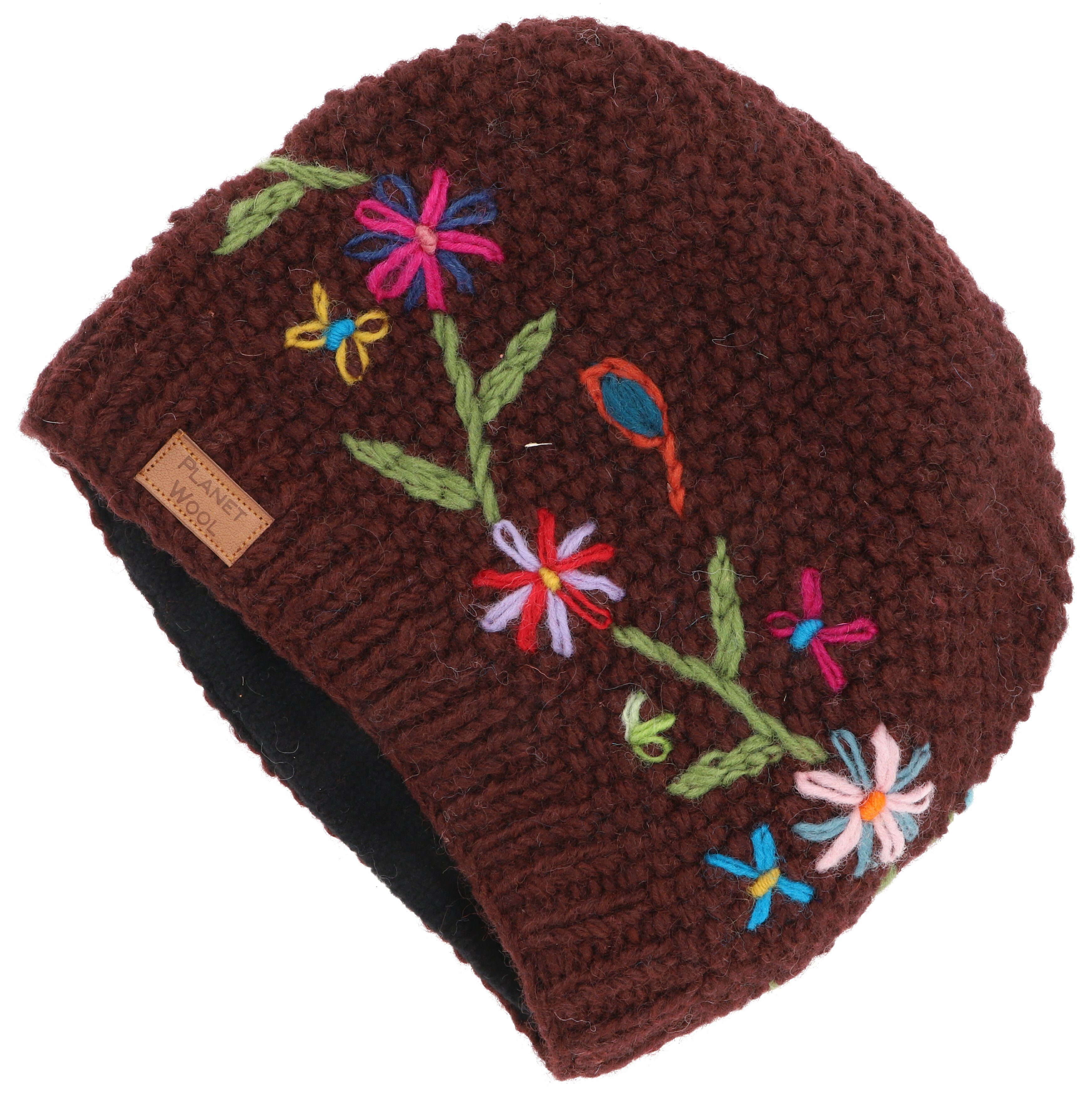 Guru-Shop Strickmütze Kurze Beanie Mütze, bestickte Strickmütze,..