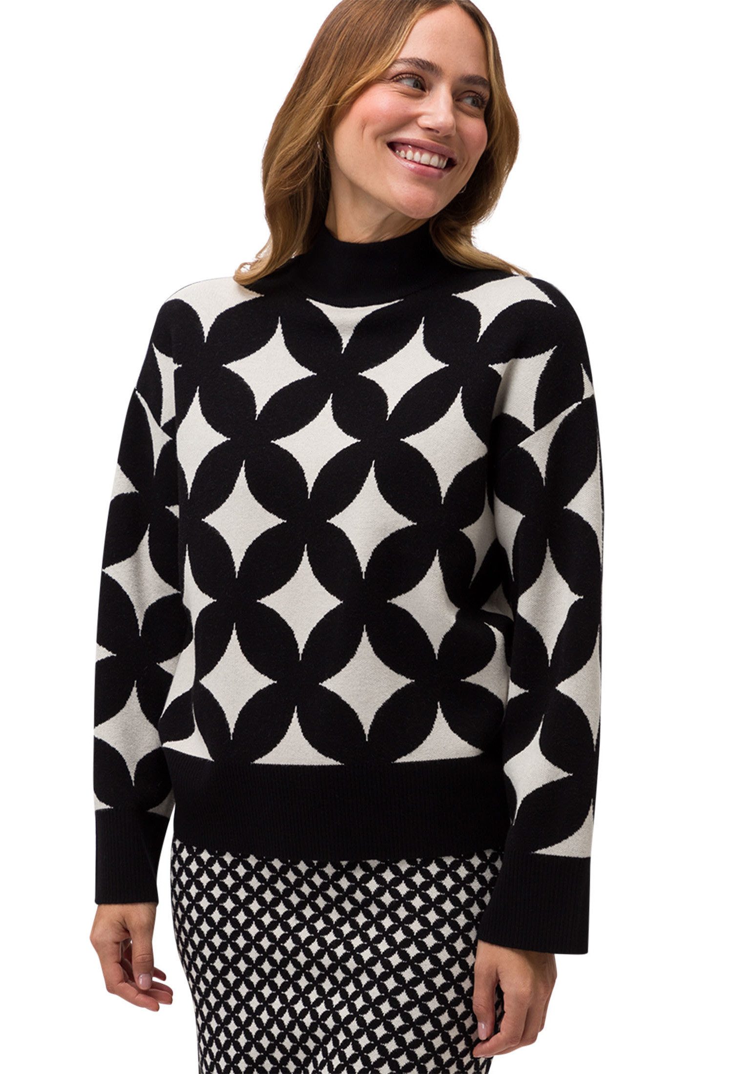 Zero Strickpullover zero Pullover mit Rautenmuster (1-tlg) Plain/ohne ...
