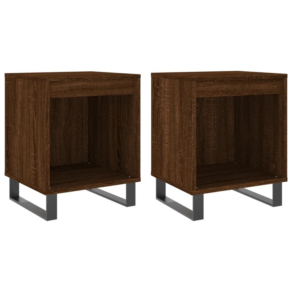 vidaXL Nachttisch Nachttische 2Stk. Braun Eichen-Optik 40x35x47,5cm ...