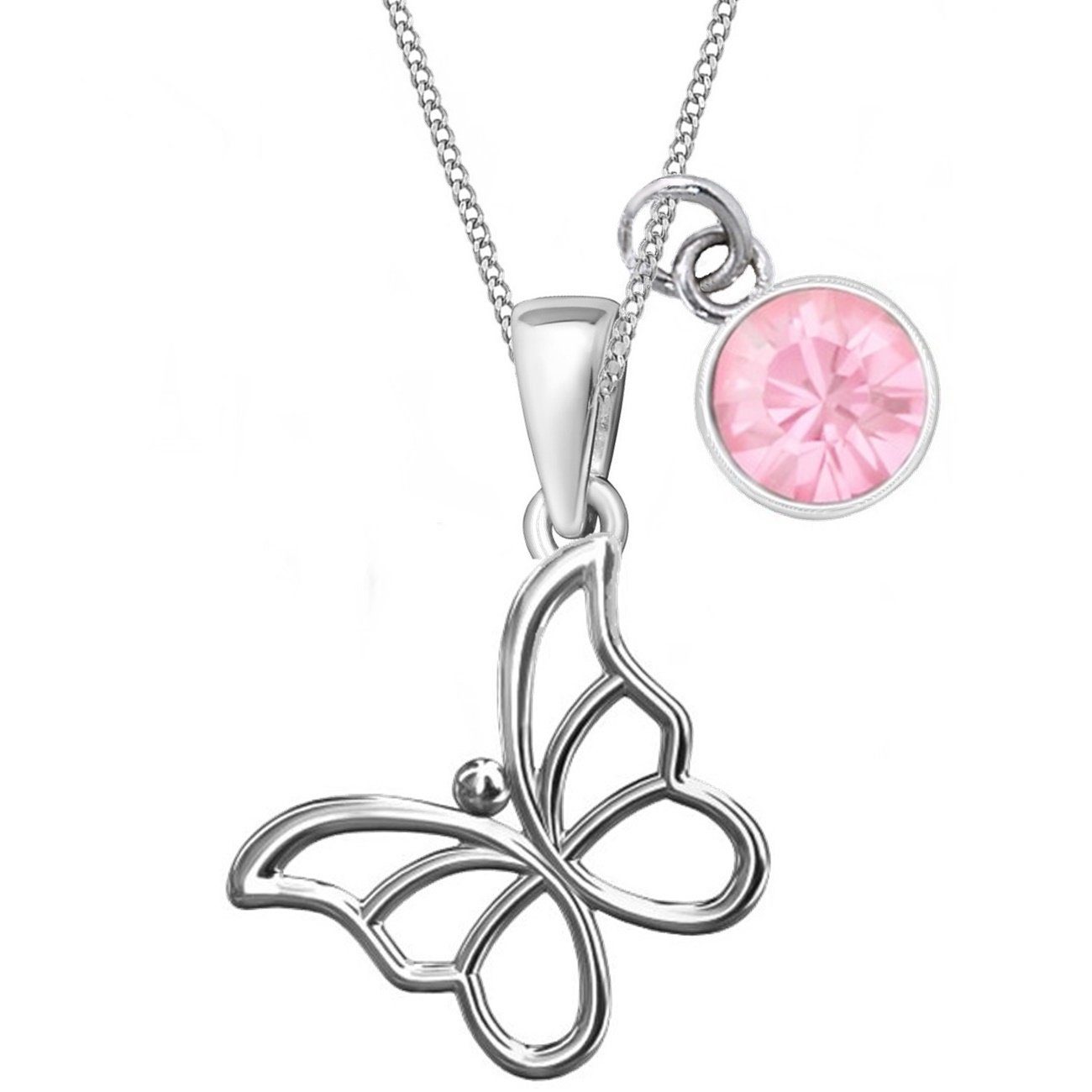 Goldene Hufeisen Kette mit Einhänger Schmetterling Halskette aus 925 Sterling Silber mit ...