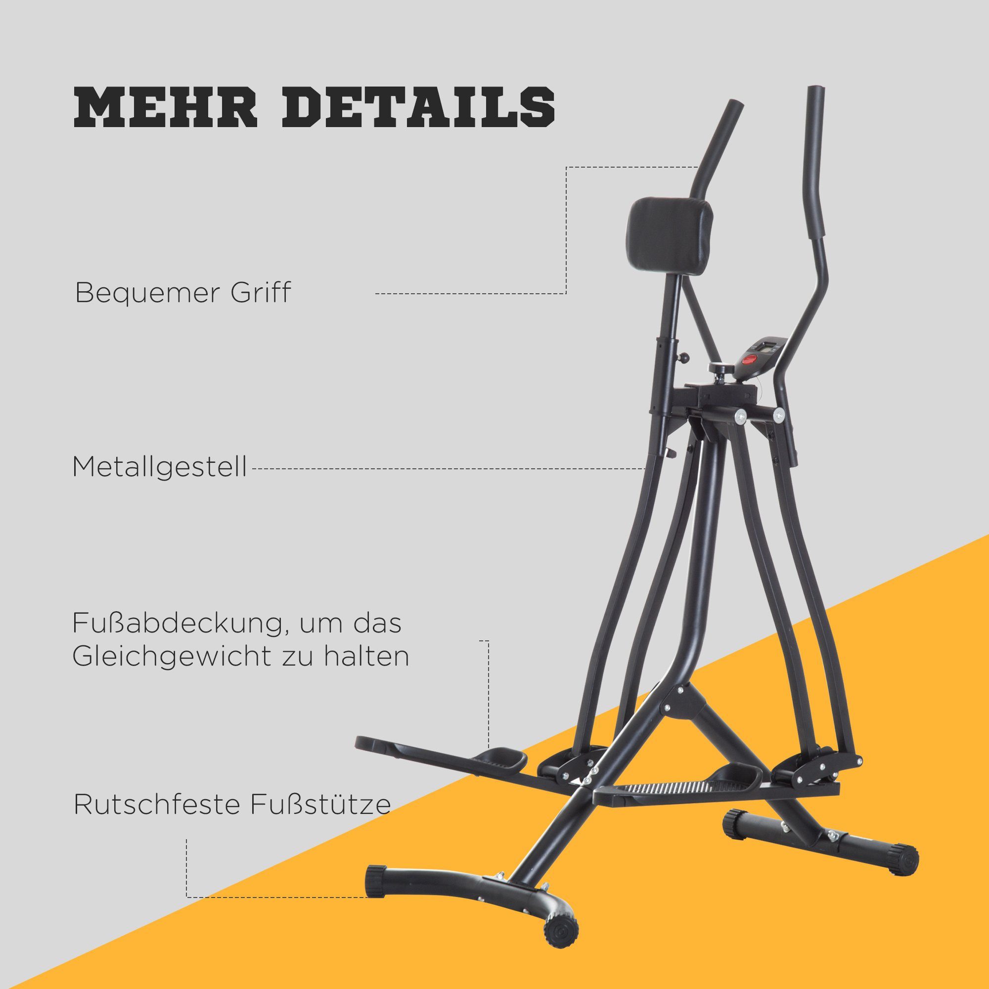 HOMCOM Crosstrainer Cardio-Traineit für Zuhause, Verstellbarer Stepper ...