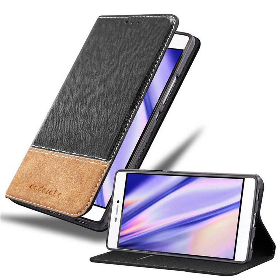 Cadorabo Handyhülle X Wallet Kunstlederkombi Huawei P8 Klappbare Handy