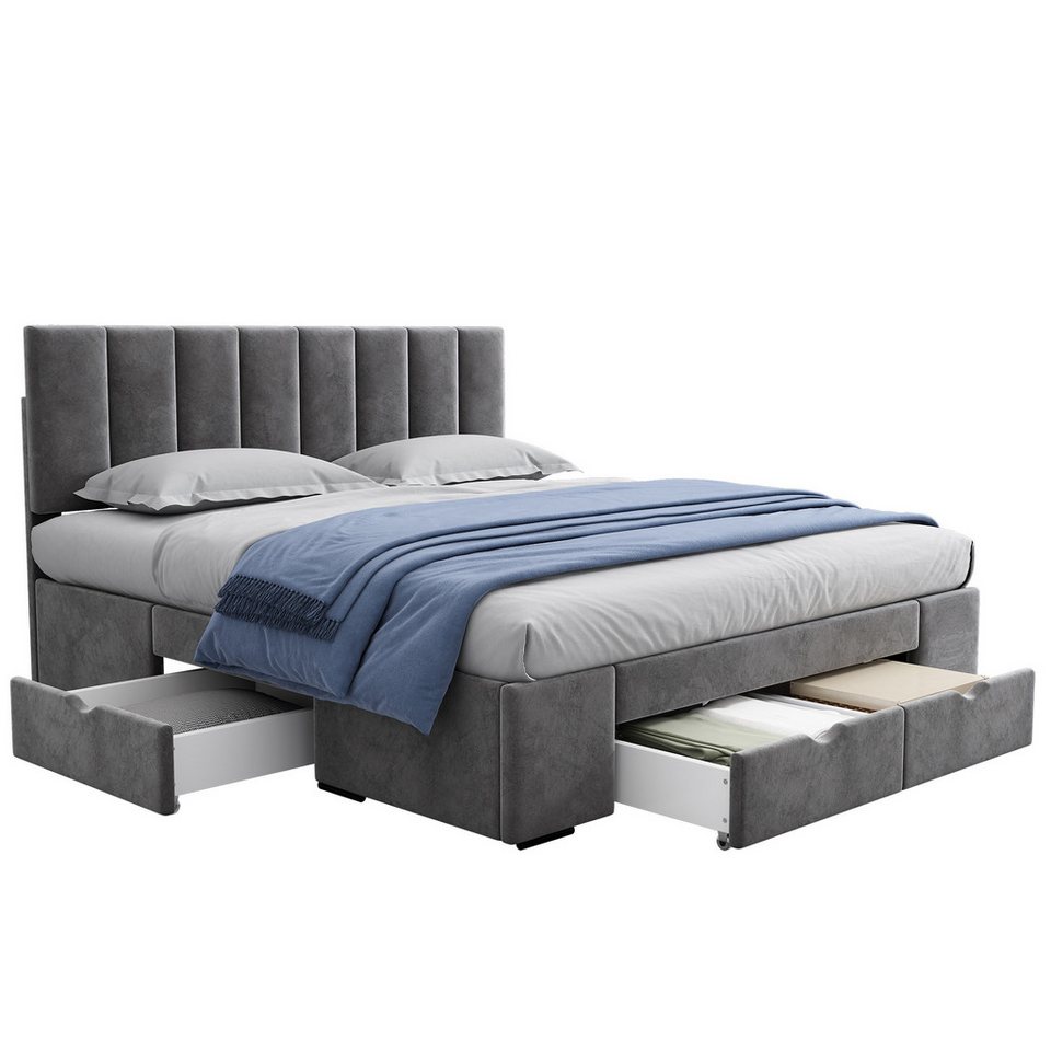 Modfu Polsterbett Doppelbett Stauraumbett Bett Mit Lattenrost 140 X