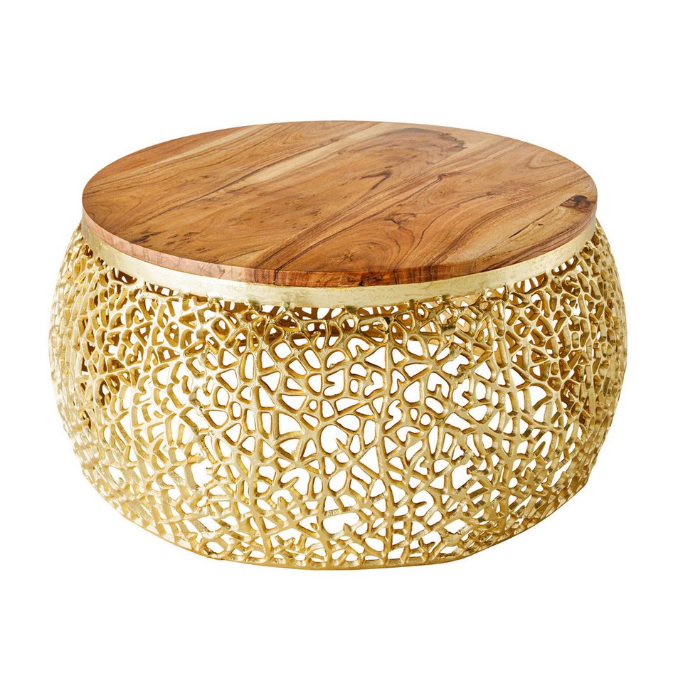 Riess Ambiente Couchtisch Abstract Leaf Ø75cm Gold Braun