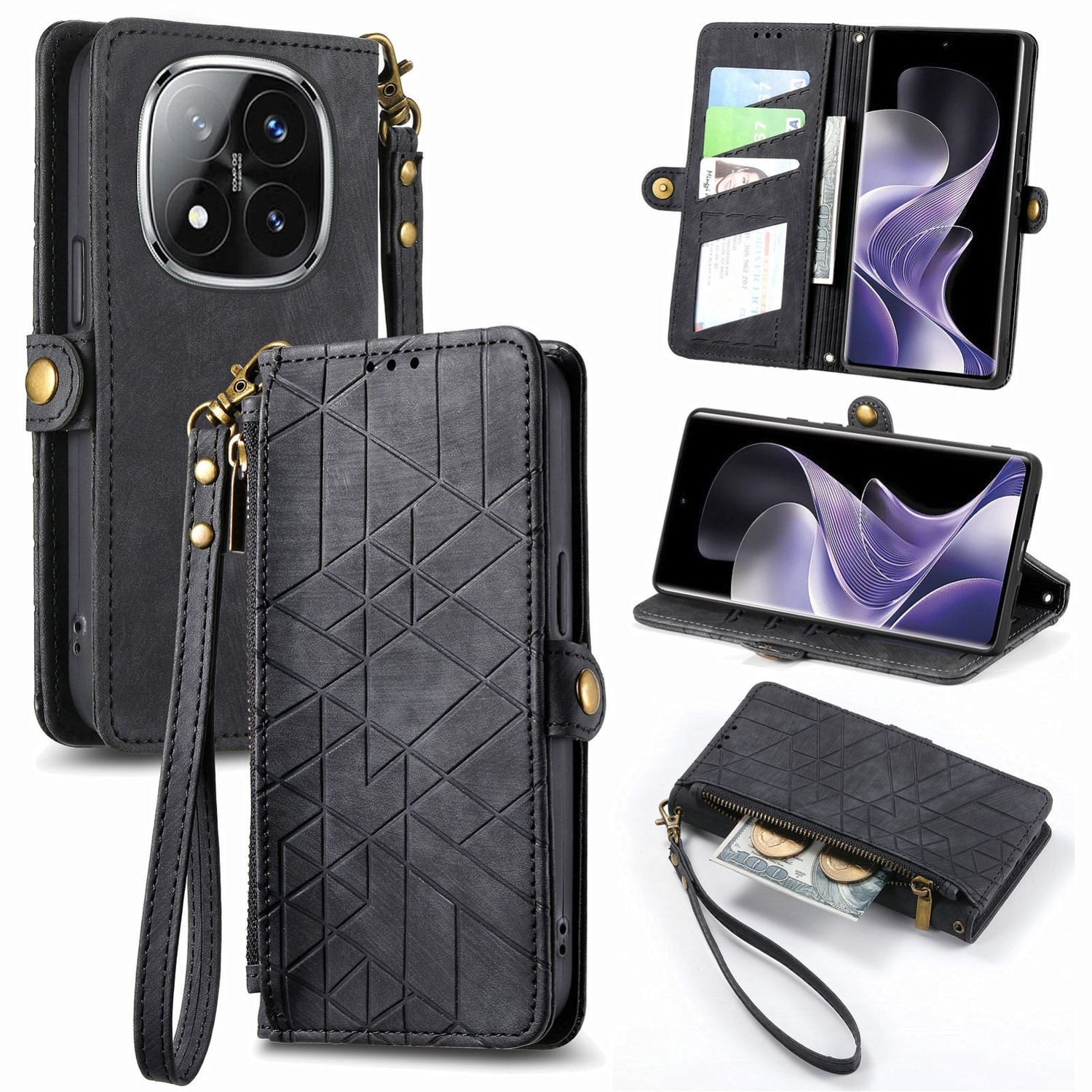 Wigento Handyhülle Für Xiaomi Redmi Note 14 Pro 5g Kunstleder Zipper