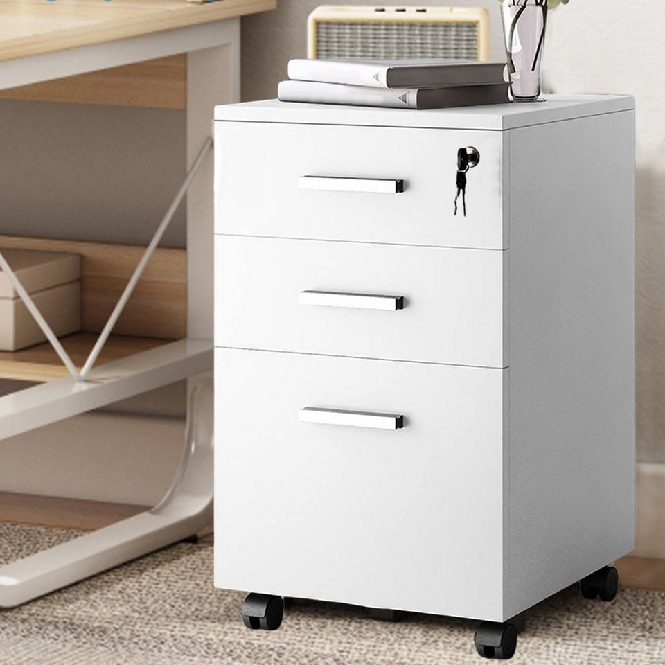 Rutaqian Aktenschrank Aktenschrank Mit 3 Schubladen Und Schloss Mit