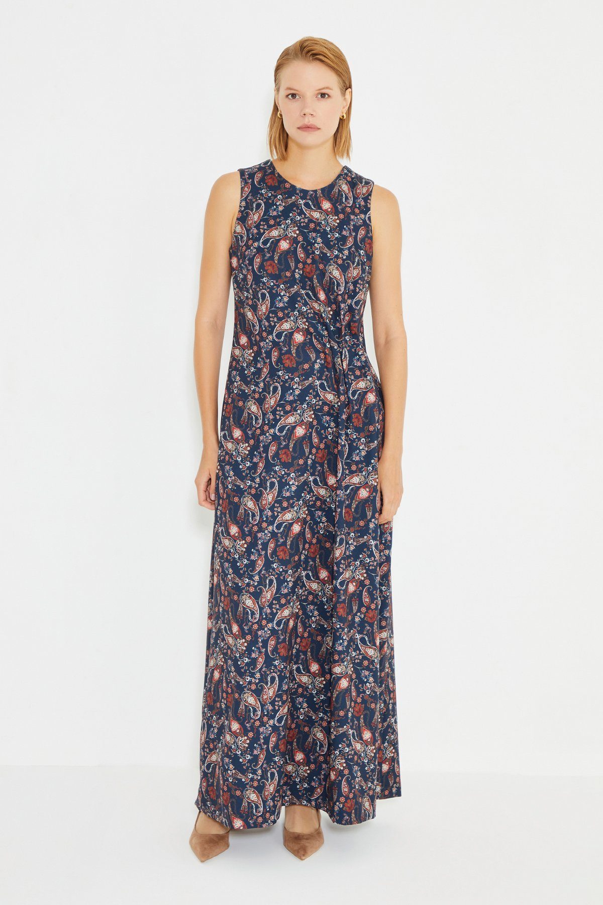 Just Like You Maxikleid Ärmelloses Seitlich Gerafftes Langes Kleid Mit