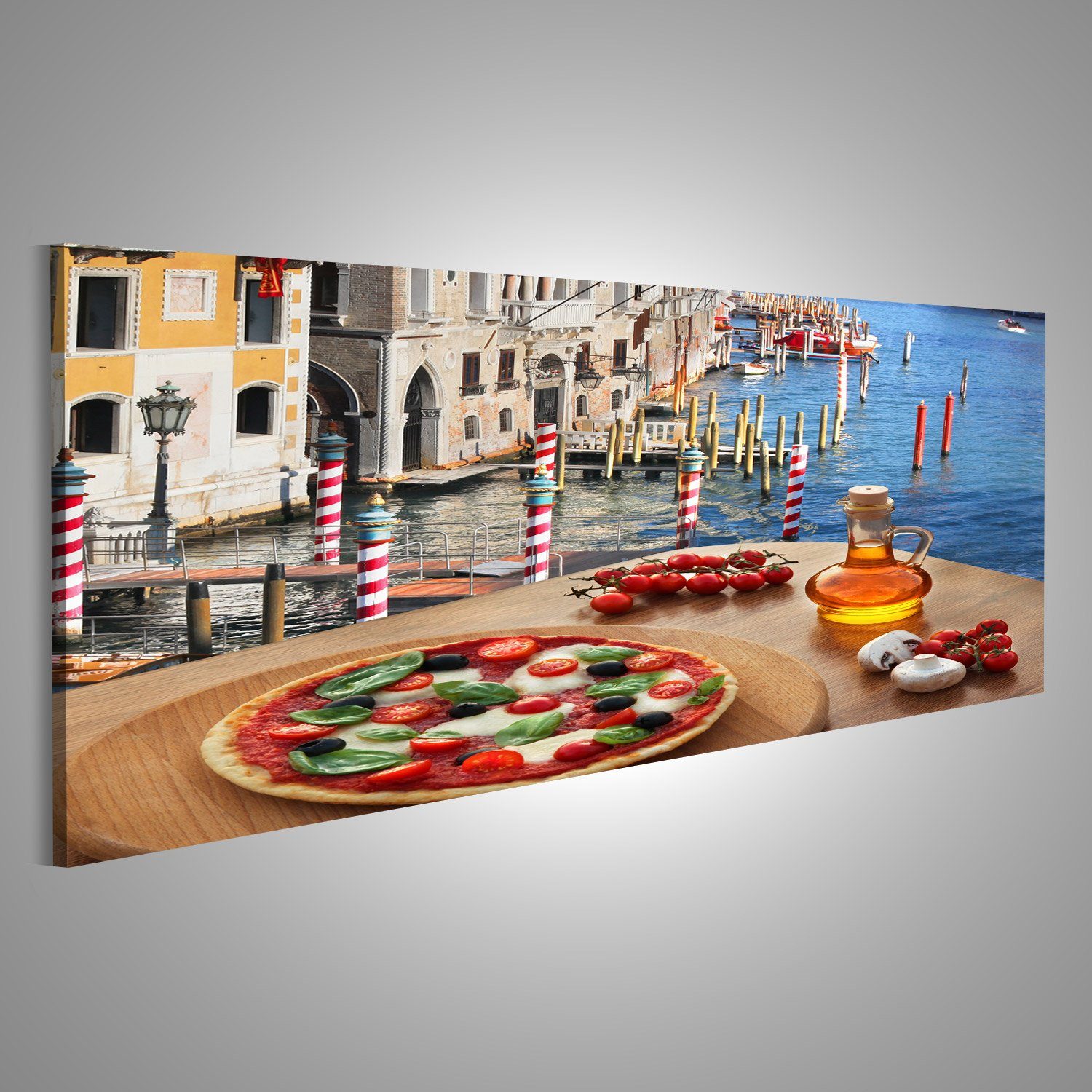 islandburner Leinwandbild »Bild auf Leinwand Klassische Italienische Pizza In Venedig Gegen ...