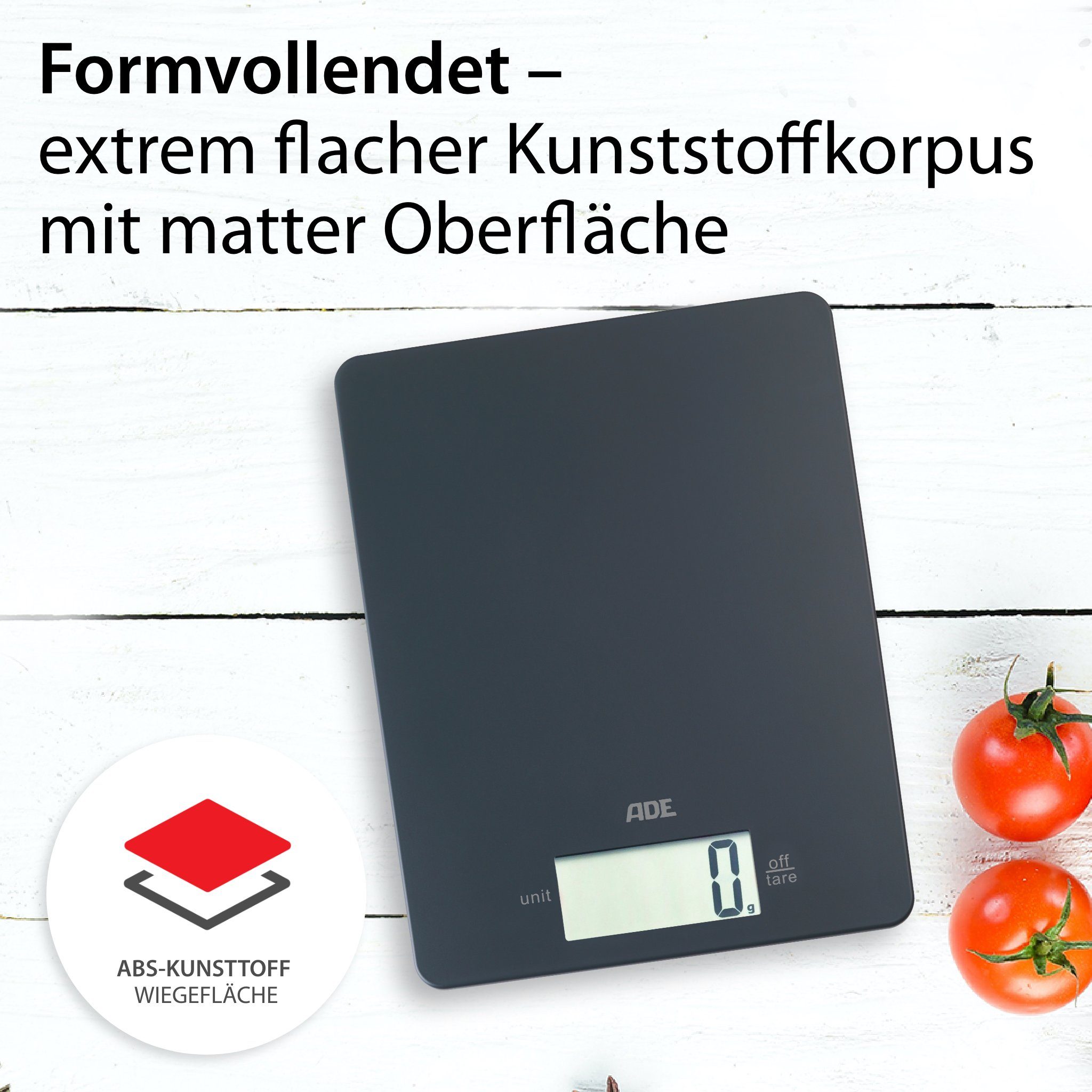 ADE Küchenwaage extrem flache Waage, nur 9mm hoch, platzsparend ...