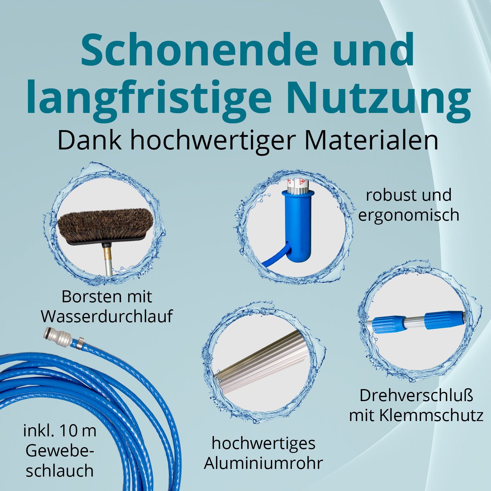 BoomDing Reinigungsbürste Teleskopstange mit Wasseranschluss 8 Meter ...