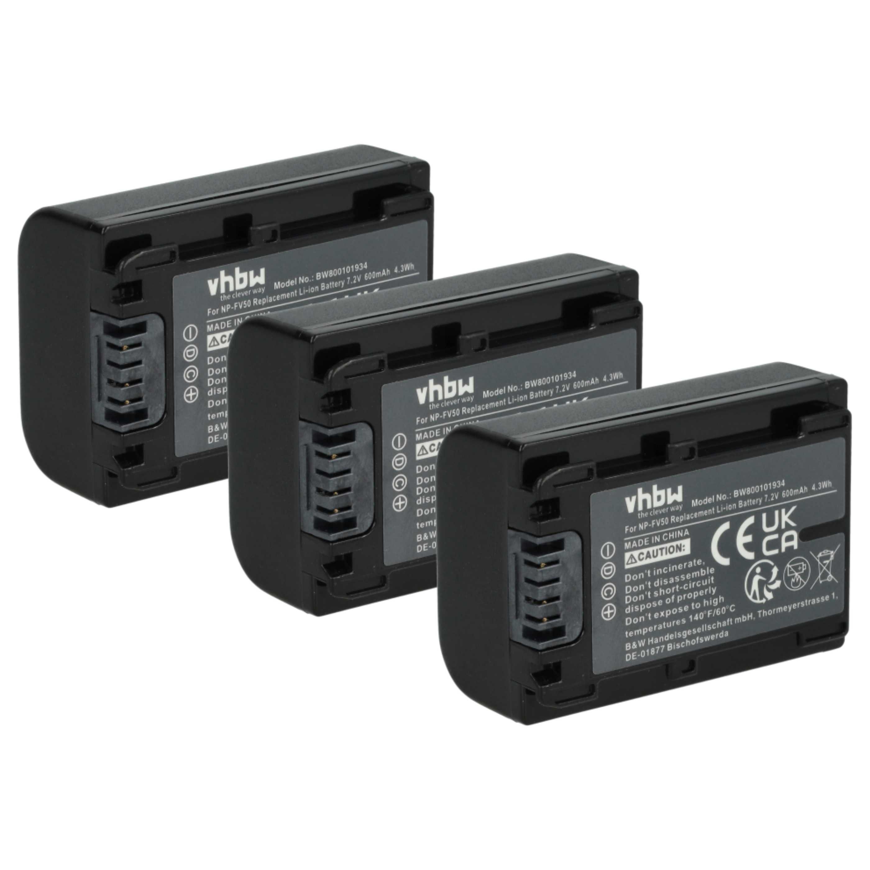 vhbw passend für Sony HDR-CX160E, HDR-CX180ER, HDR-CX180, HDR-CX190E, Kamera-Akku Li-Ion 600 mAh ...