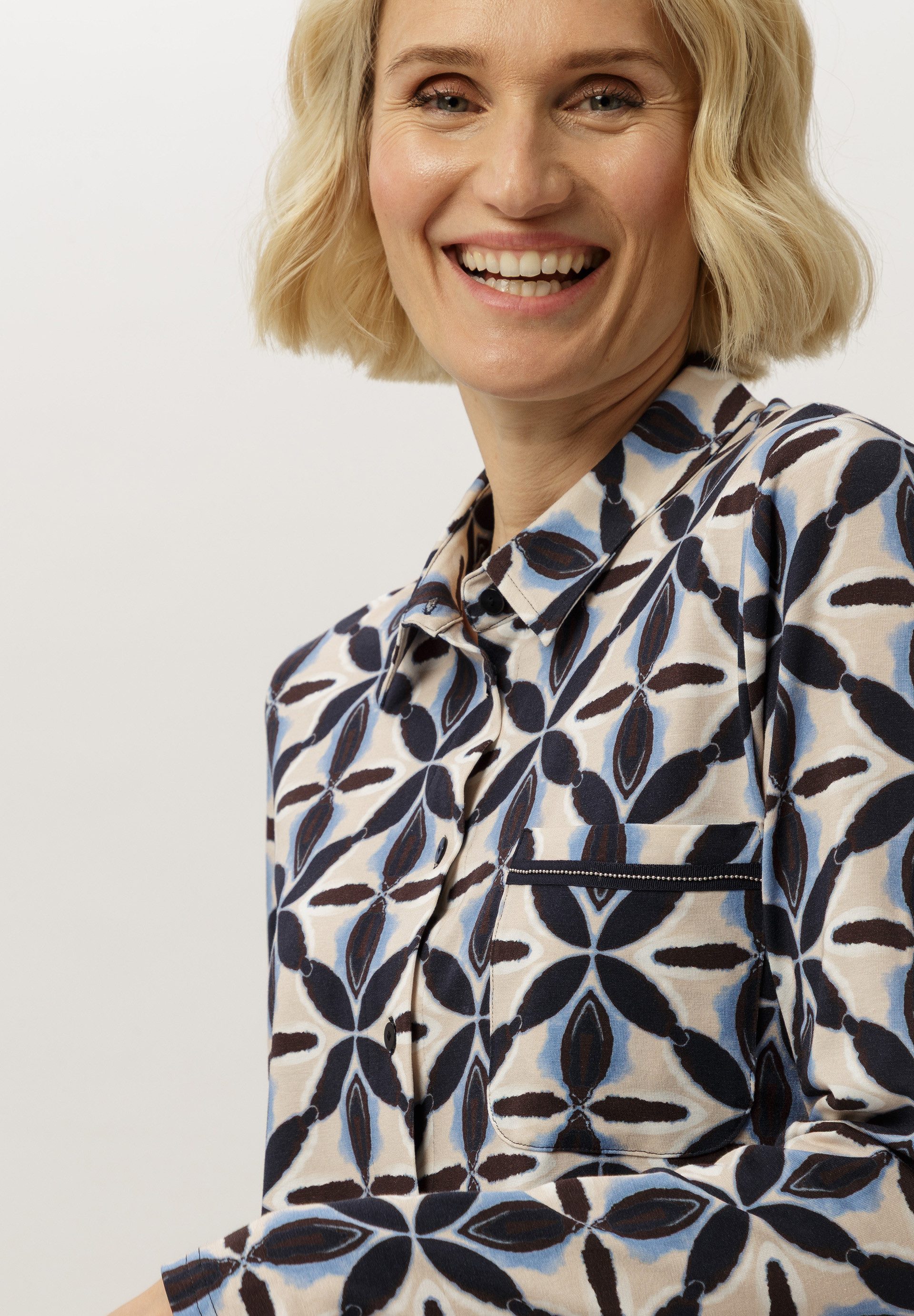 FRANK WALDER Klassische Bluse mit Allover-Print