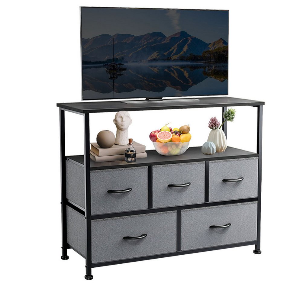 Surfou Kommode Tv Schrank Mit 5 Schubladen Sideboard Lowboard Tv Board