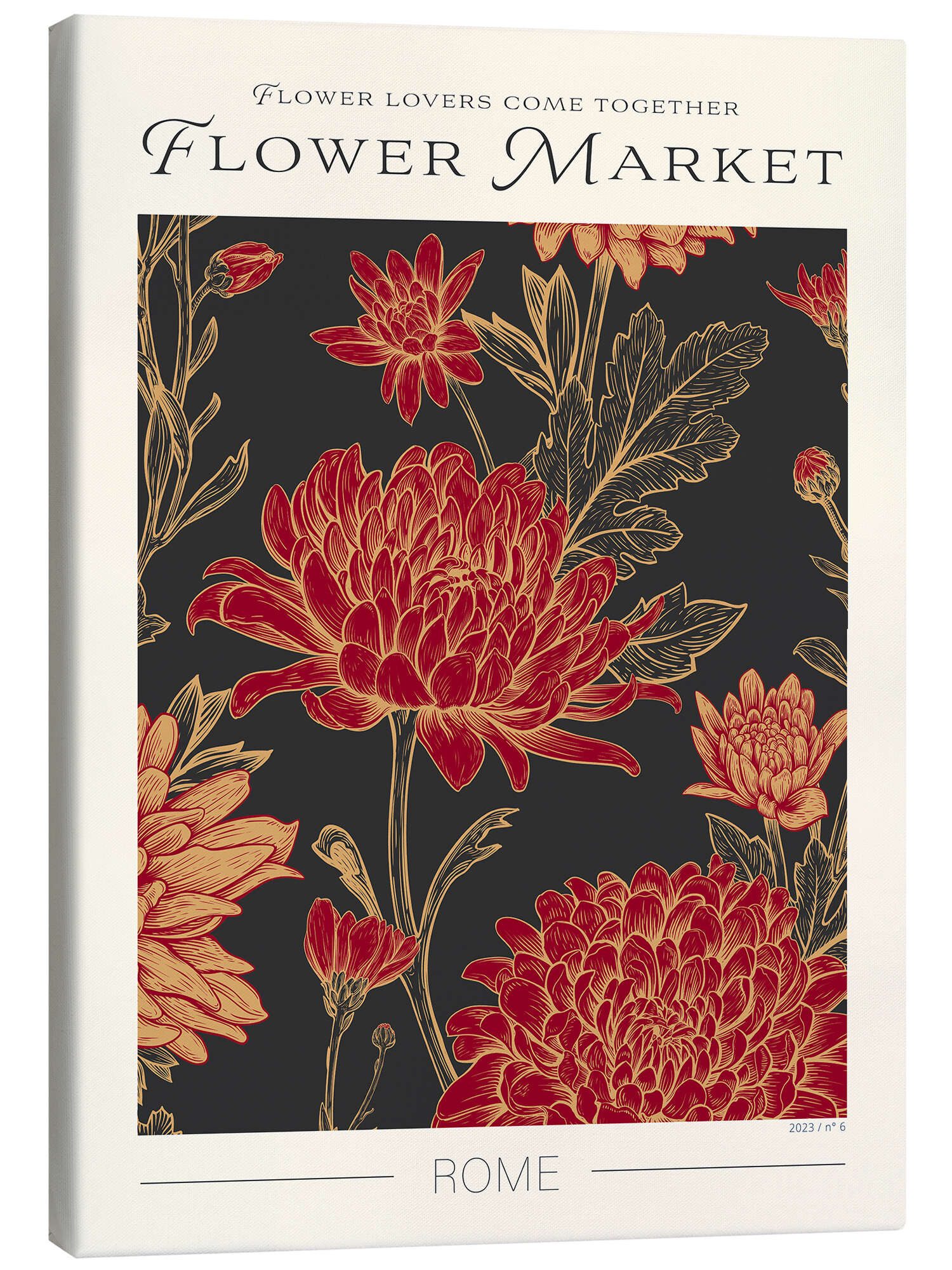 Posterlounge Leinwandbild Exhibition Posters Flower Market Rom
