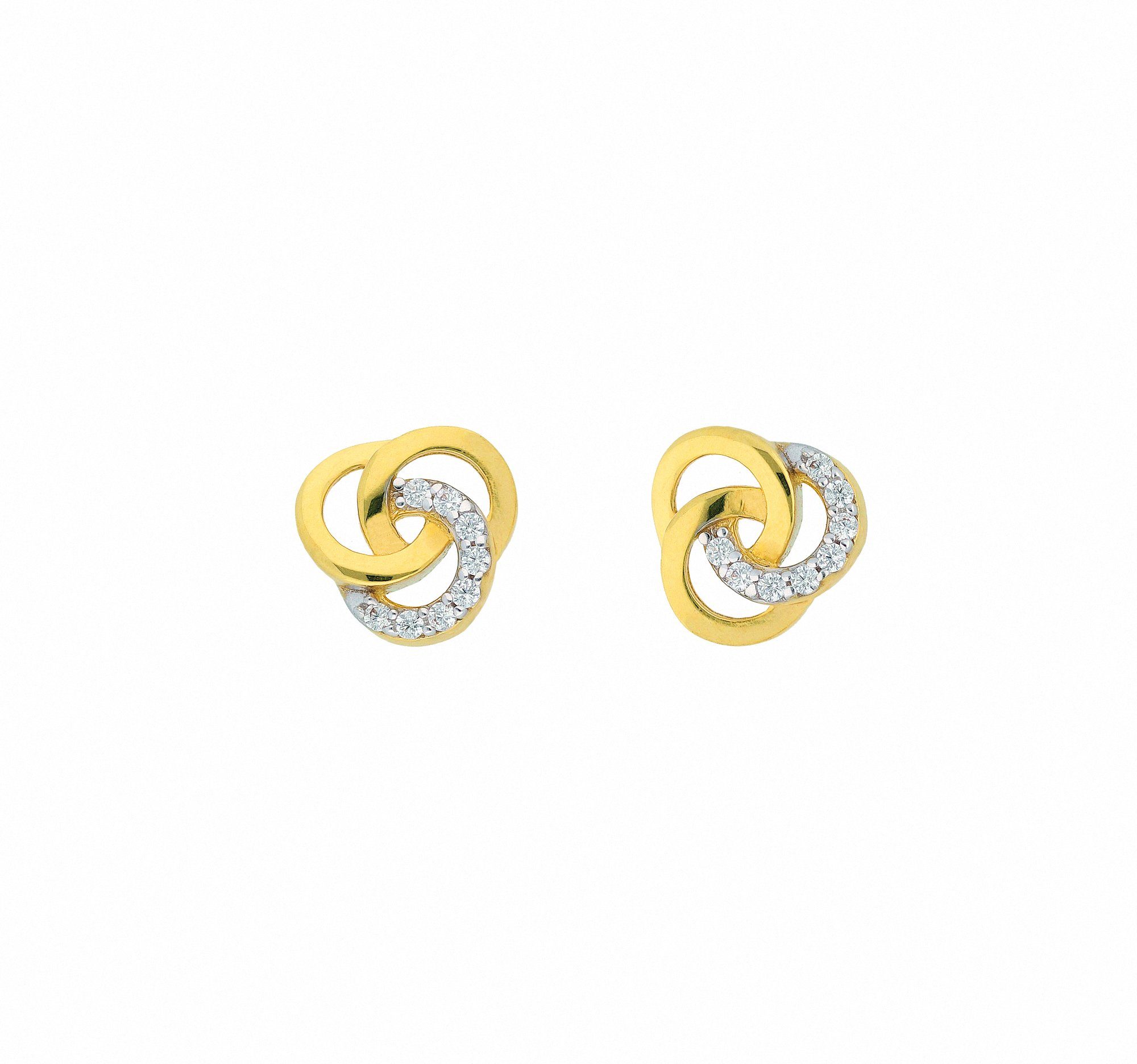 Adelia´s Paar Ohrhänger Damen Goldschmuck, mit Zirkonia Goldschmuck für Damen, Maße - Breite 8,4 mm