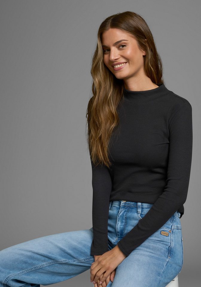 Ajc Langarmshirt Langärmelig Basic Stil Stehkragen Ideal Für Büro