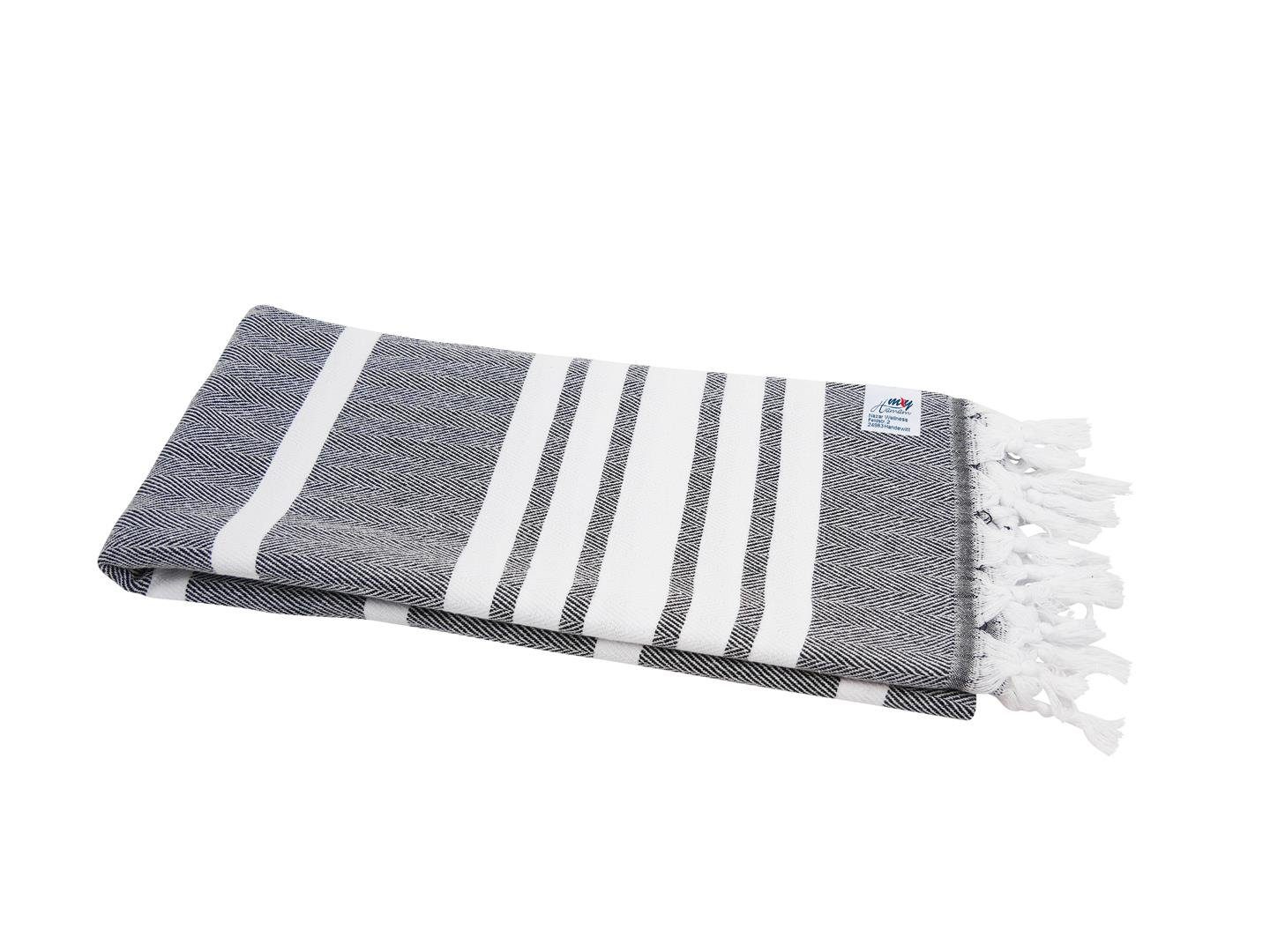 my Hamam Hamamtücher Hamamtuch schwarz weiß 95x210 cm "Fisch", Baumwolle (1-St), vorgewaschen ...