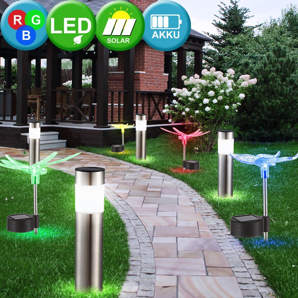 Etc Shop Einbauleuchte 8er Set Led Edelstahl Solar Leuchten Außen