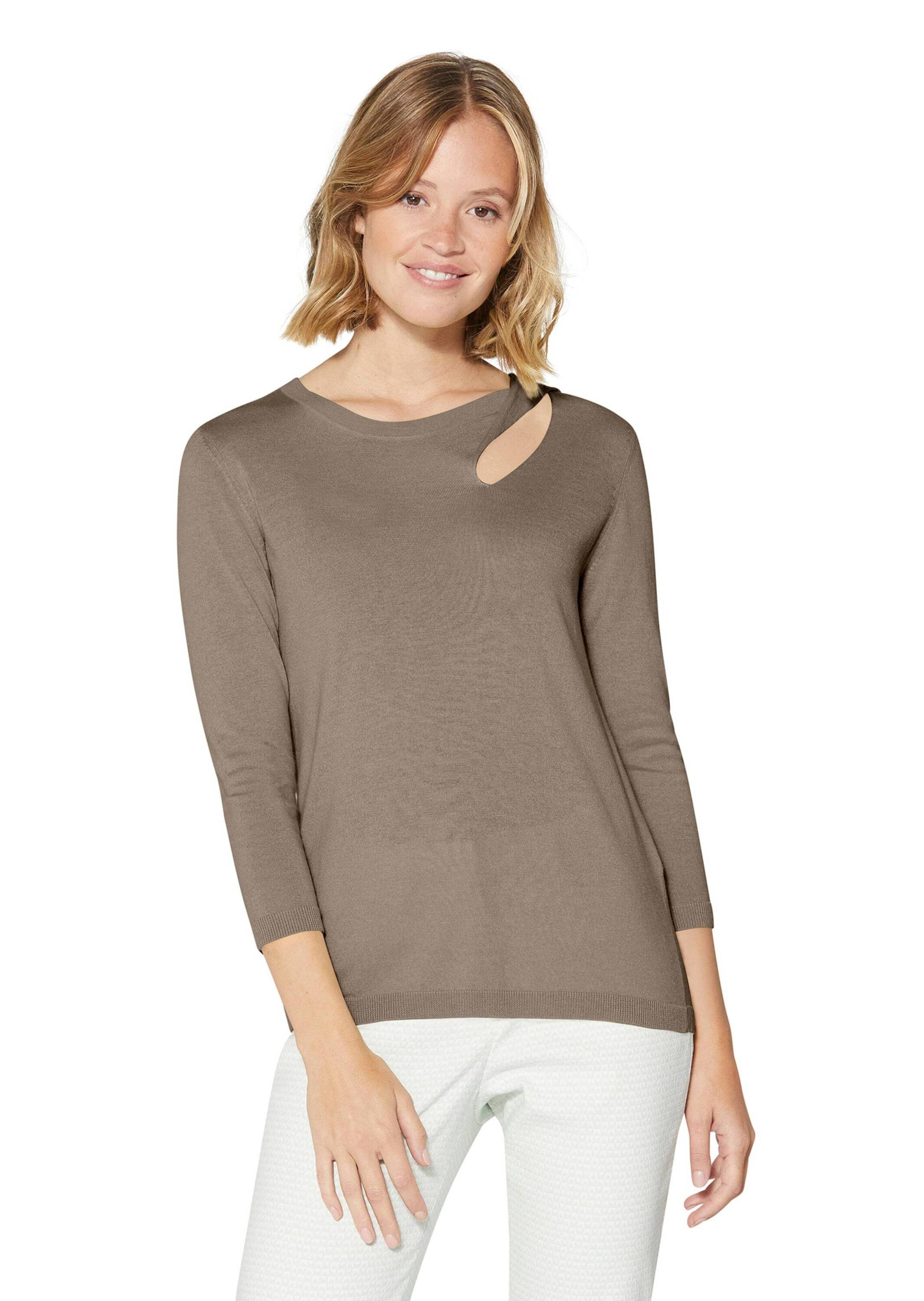 Madeleine Strickpullover Feinstrick Pullover Mit 34 Ärmeln Und Cut Out