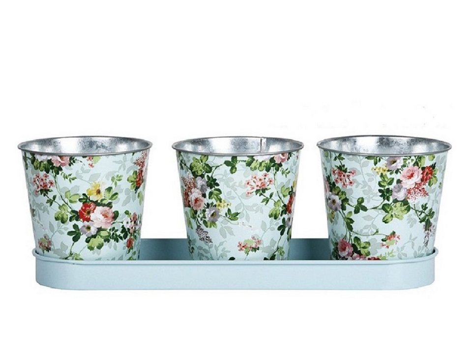 Linoows Pflanzkübel Blumentopf Set Rosen 3er Garten Metall Topfset