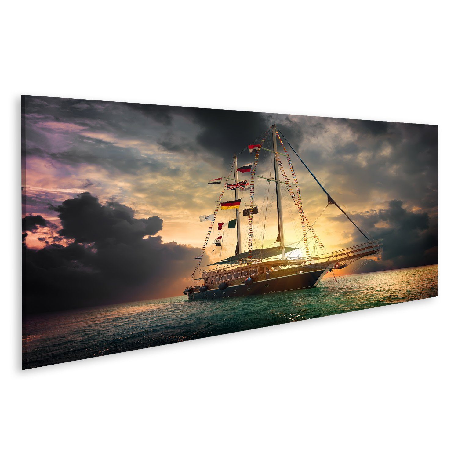 islandburner Leinwandbild Bild auf Leinwand Segelschiff Meer Segelboot Meer Sturmwolken Wandbild ...