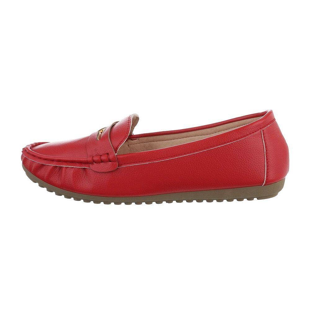 Ital-Design Damen Mokassins Freizeit Mokassin Flach Mokassins in Rot