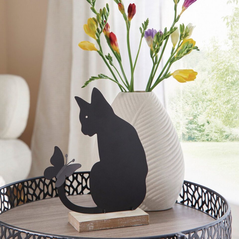 Home Trends24de Dekofigur Dekofigur Katze Metallfigur Objekt Skulptur