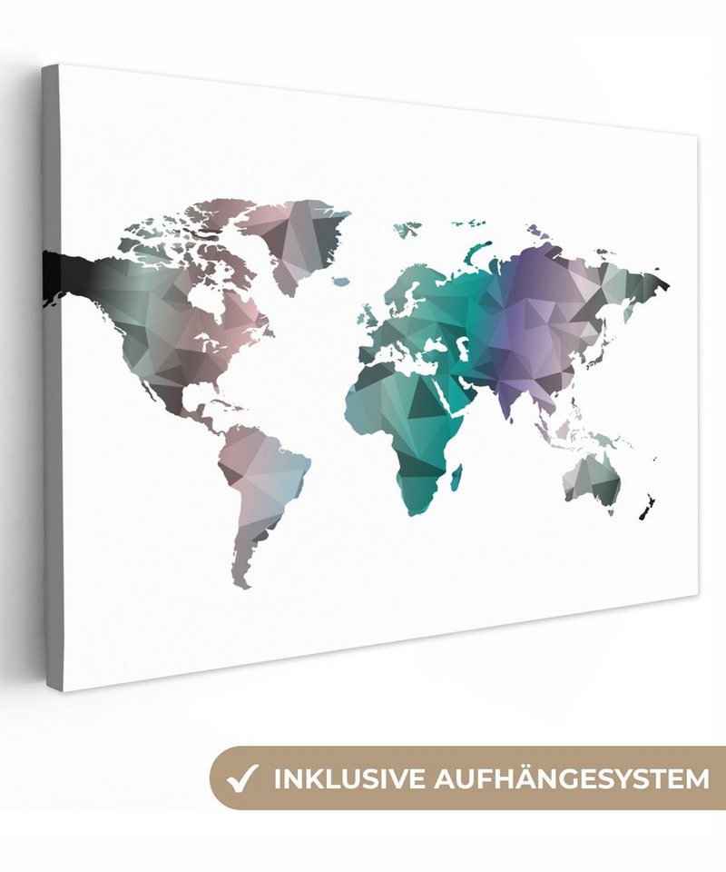 Onemillioncanvasses® Leinwandbild Weltkarte Abstrakt Farben
