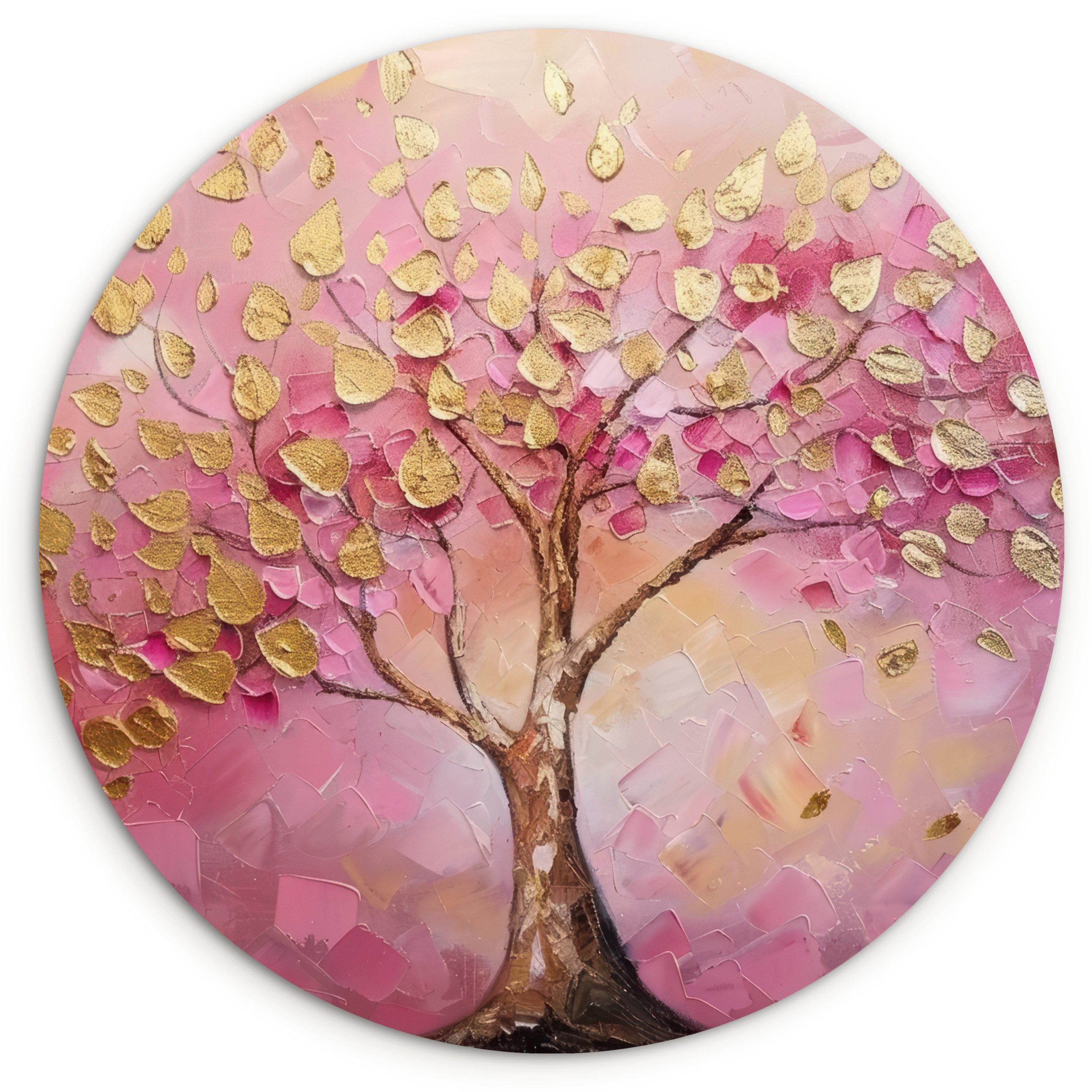 Muchowow Gemälde Baum Rosa Gold Modern Fotodruck 1 St Kreis