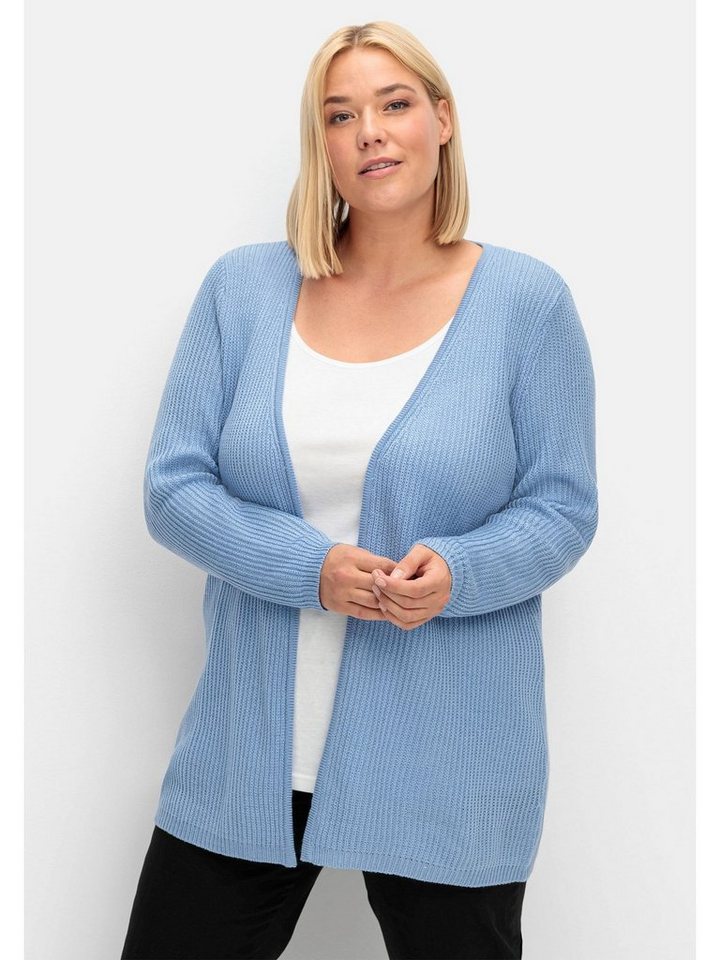 Sheego Longstrickjacke Große Größen In Verschlussloser Form In Rippstrick