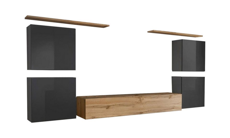 Jvmoebel Wohnzimmer Set Luxus Wohnwand Komplett 8tlg Designer Wandregal