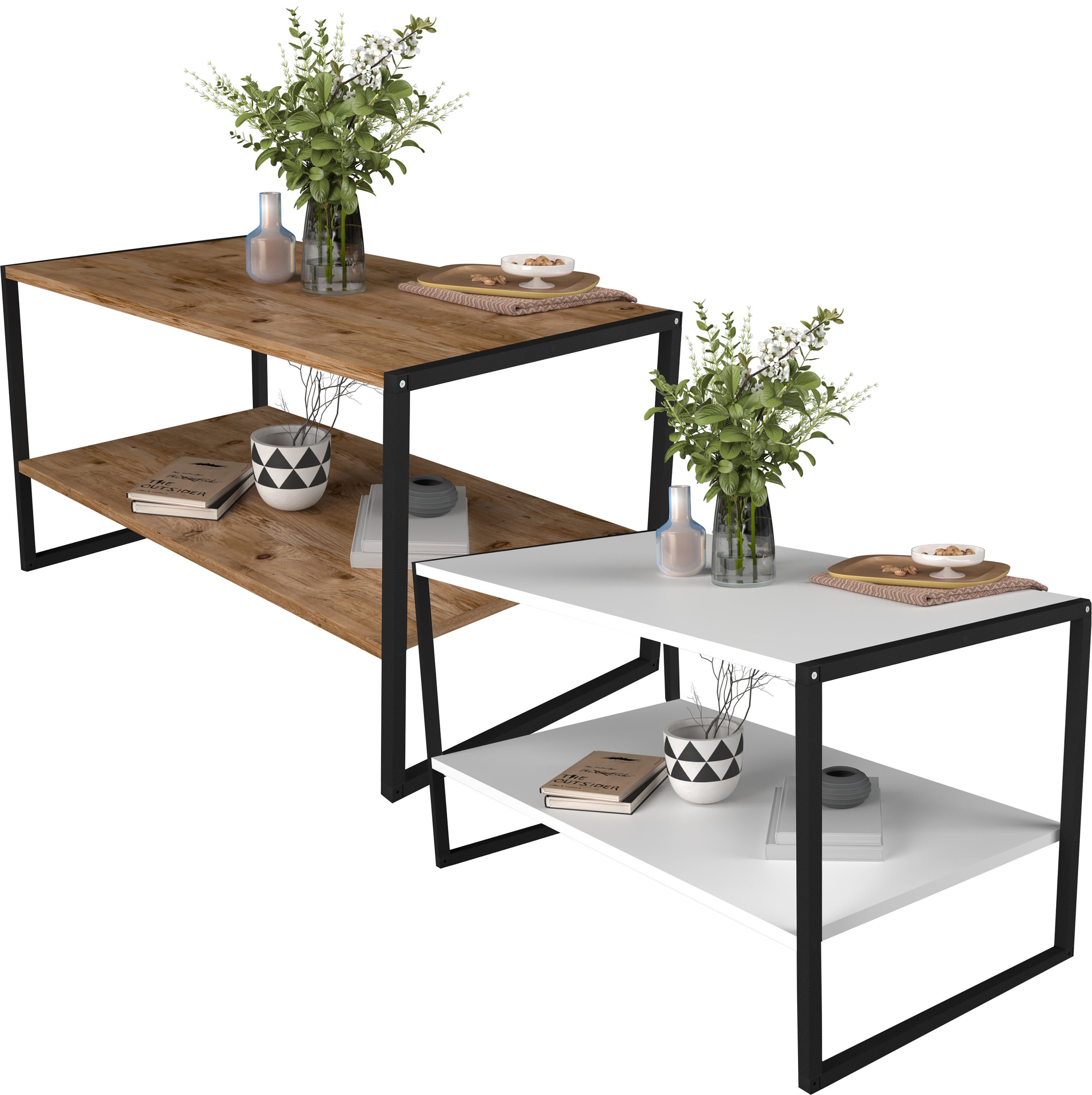 VCM Couchtisch Industrie Styl Sofatisch Couchtisch Insasi L