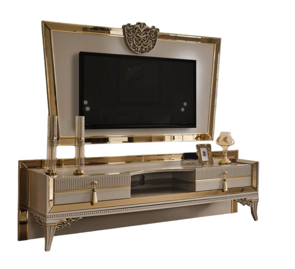 Jvmoebel Wohnwand Rtv Lowboard Tv Ständer Sideboard Grau Wohnzimmer Set