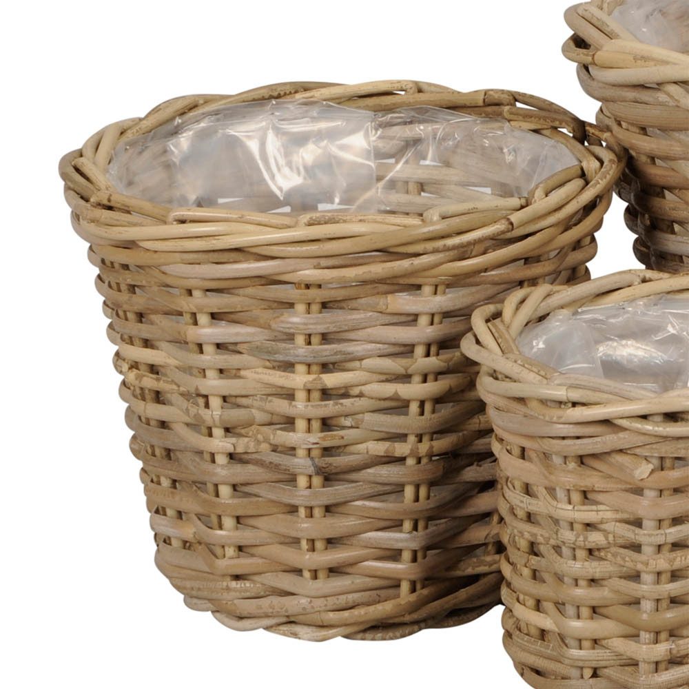 Posiwio Pflanzkübel Pflanzkorb Basket Grau Braun D23cm Rattankorb