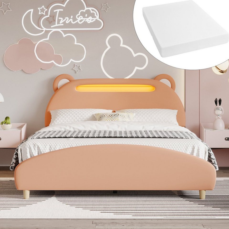 Extsud Kinderbett Doppelbett Mit Matratze Mit Led Licht Mit