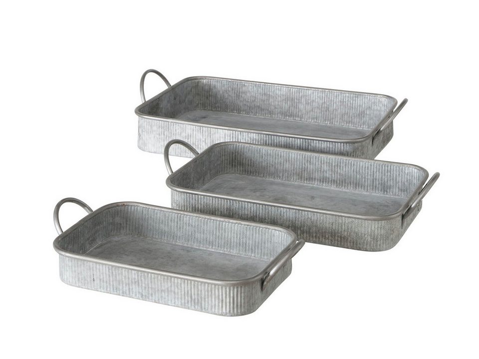 Boltze Dekotablett Jackson Tablett Zink Grau 27cm 1 Stück