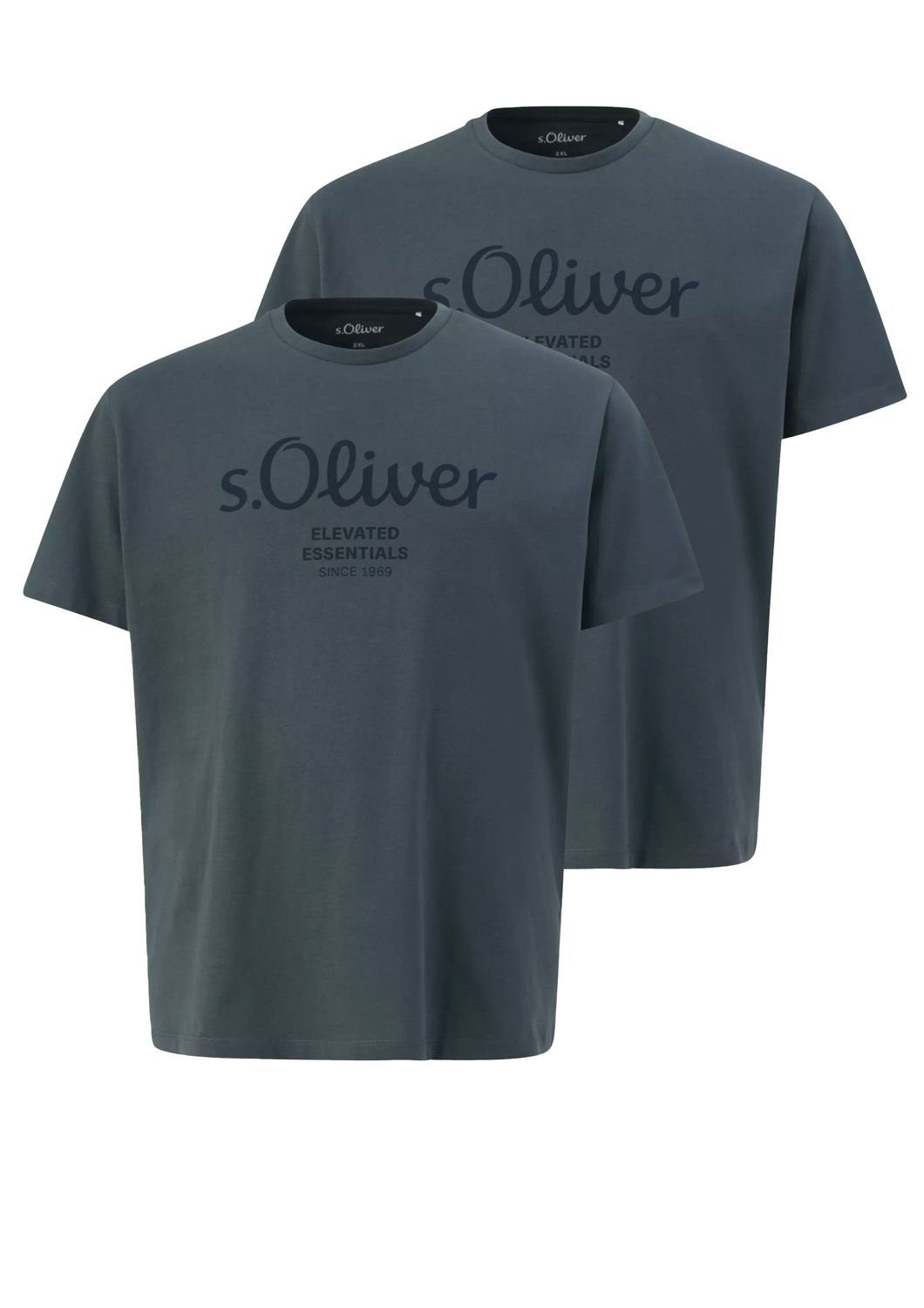 s.Oliver T-Shirt Big Size (2-tlg) Rundhals, kurzarm, Logo-Aufdruck, im ...