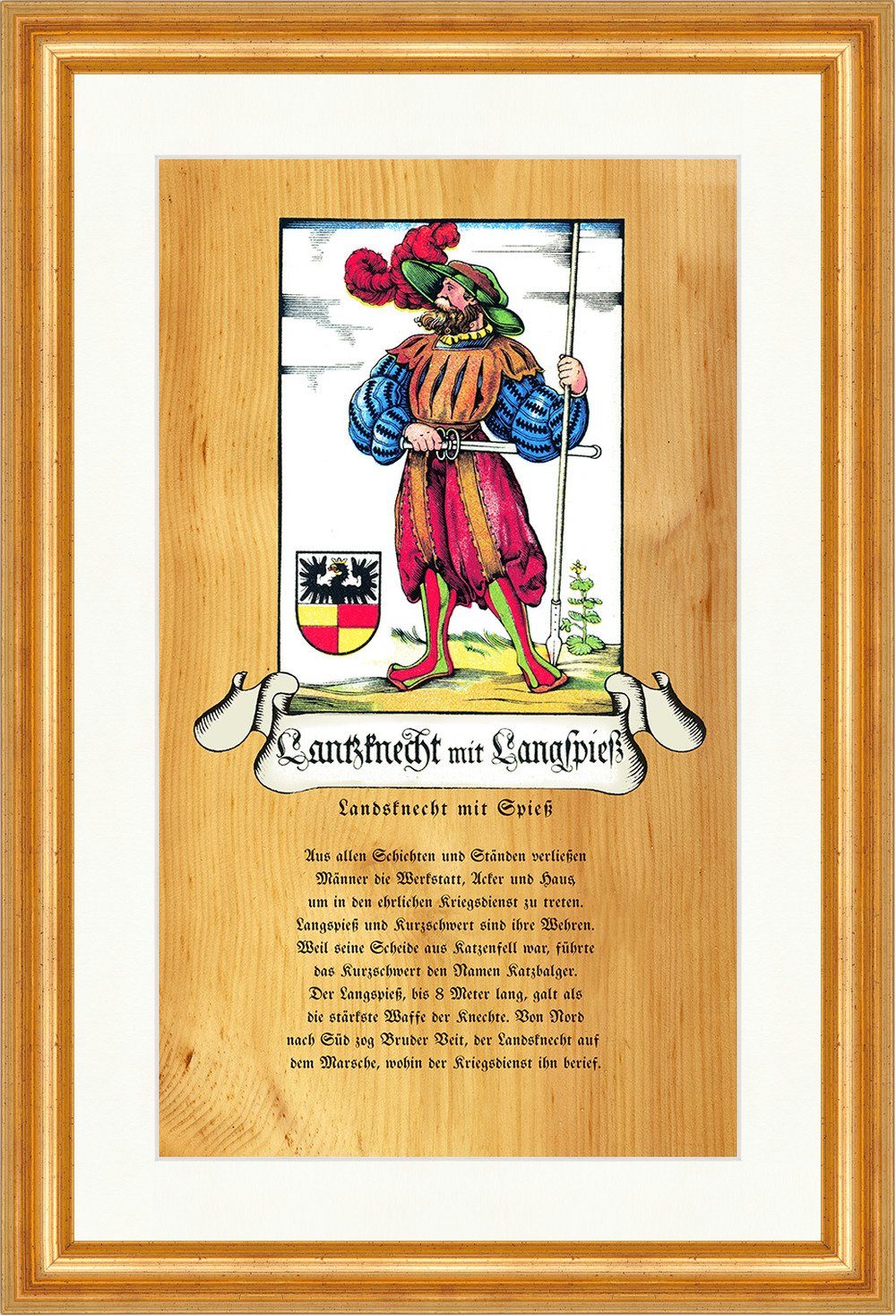 Kunstdruck Landsknecht mit Langspieß Kriegsdienst Langspieß Kurzschwert Stand 258, (1 St)