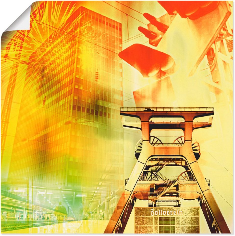 Artland Wandbild Essen Skyline Abstrakte Collage Architektonische
