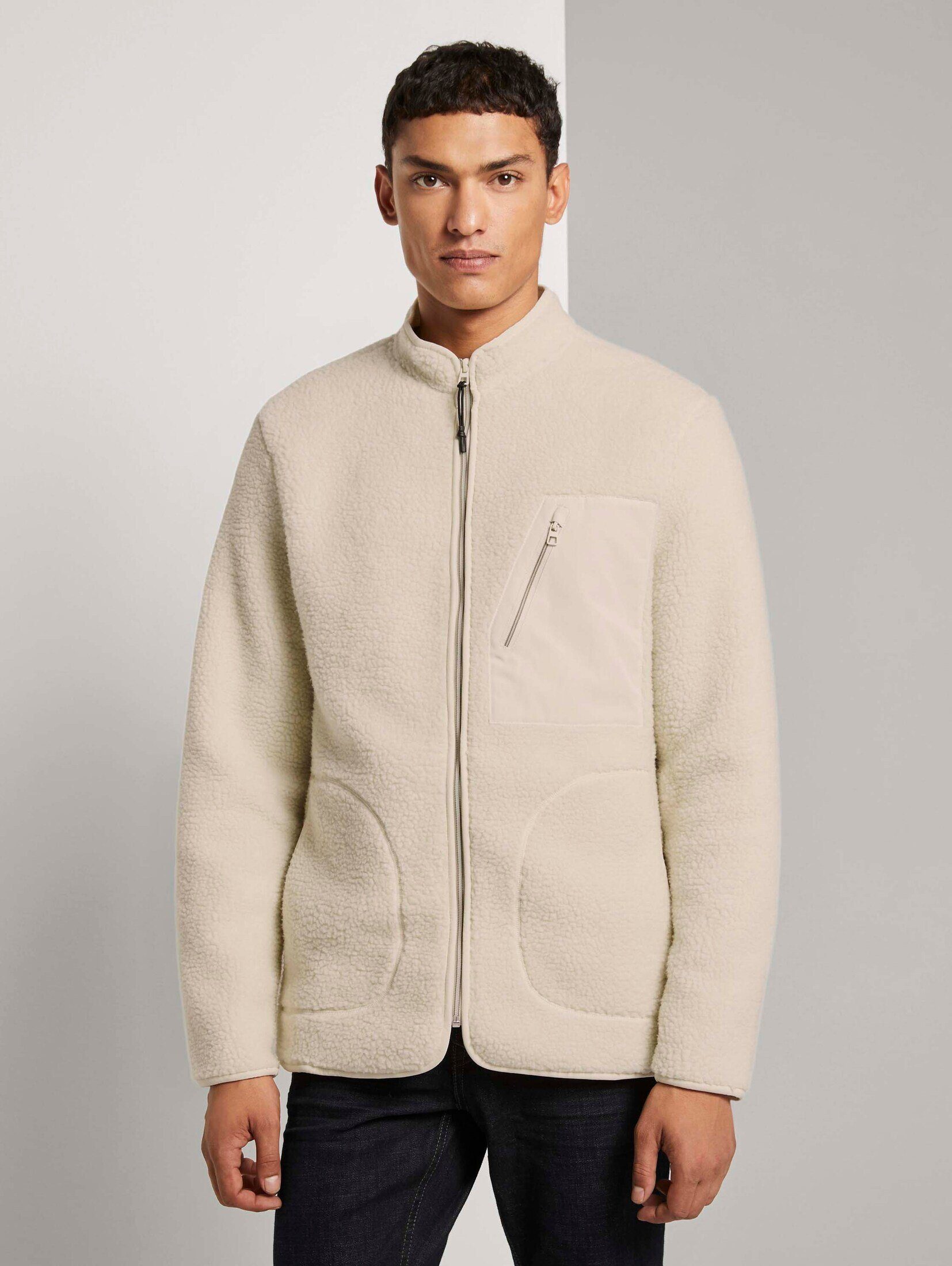 TOM TAILOR Denim Fieldjacket Teddy-Jacke mit Stehkragen