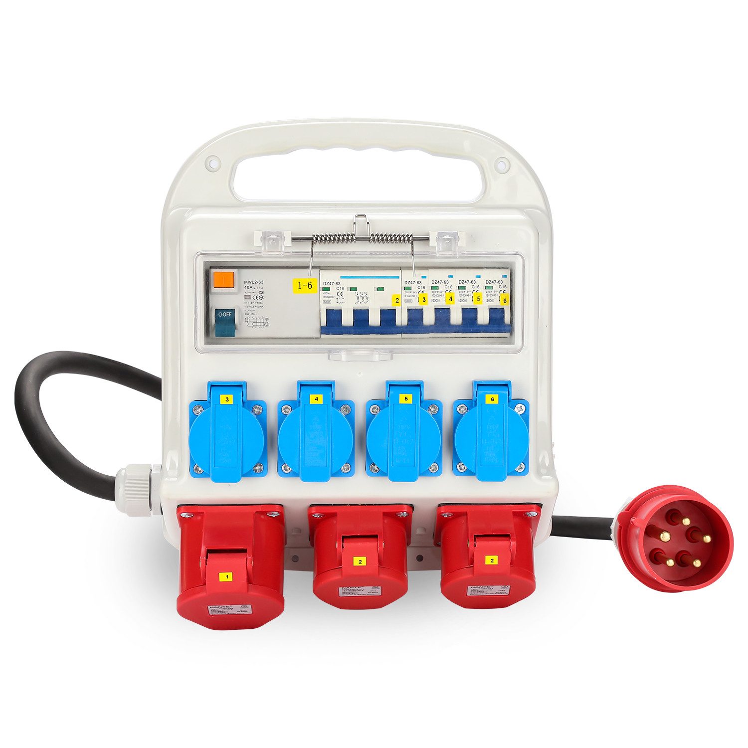 Clanmacy Stromverteiler Verteiler Baustromverteiler FI CEE 2x16A+1x32A+4x230V Steckdosenverteiler