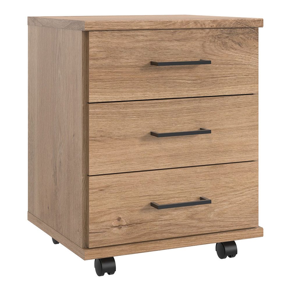 Lomadox Rollcontainer HILLSTON-43, Container mit 3 Schublade, Eiche ...