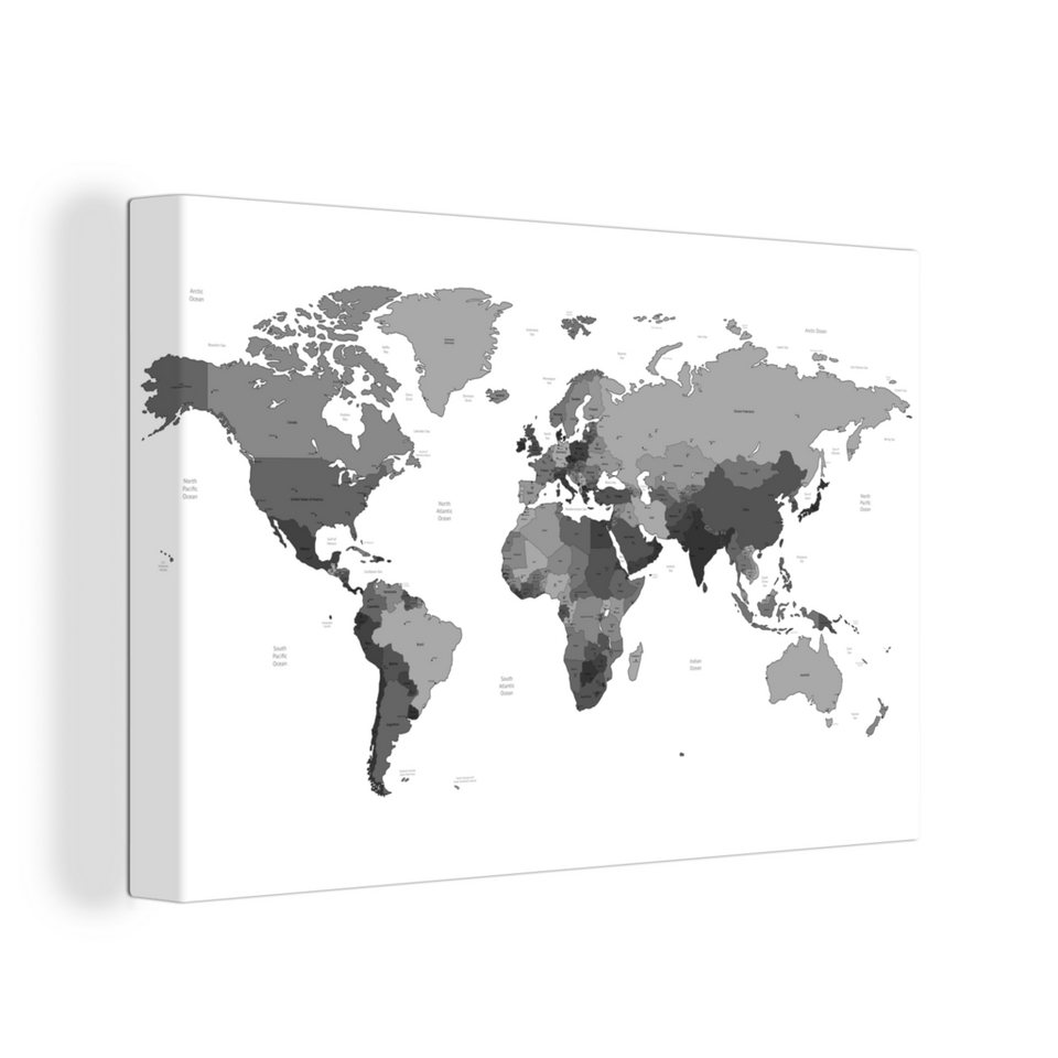 Onemillioncanvasses® Leinwandbild Weltkarte Auf Weißem Hintergrund