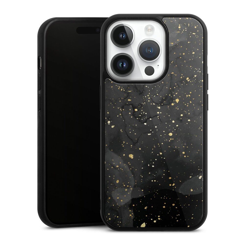 Deindesign Handyhülle Marmor Glitzer Look Gold And Kupfer Marble Black