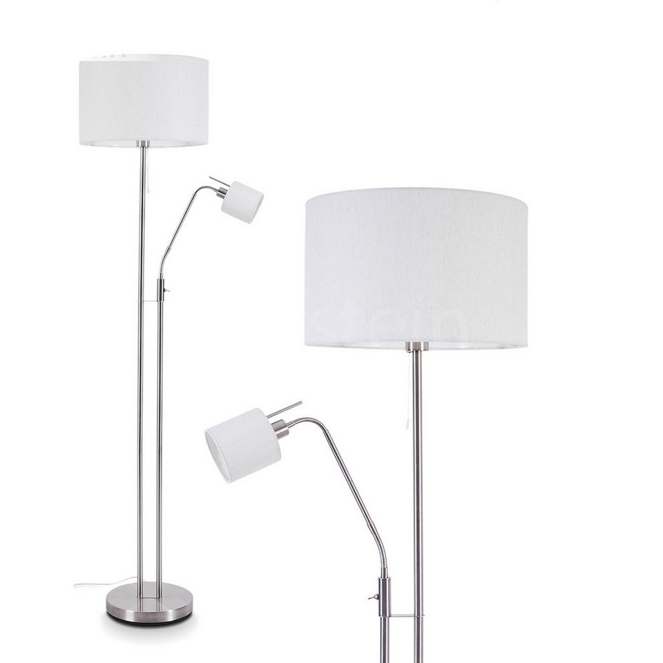 Hofstein Stehlampe Steh Boden Stand Lampen Stoff Weiß Stehleuchte